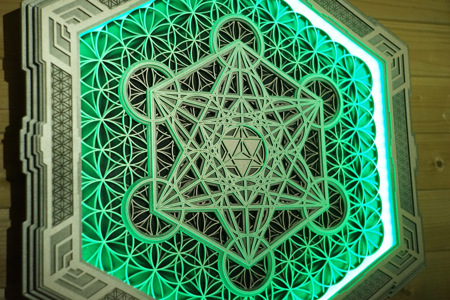 Wall Art Sacred Geometry Led Lamp "Merkaba". Led Mandala with Remote ...