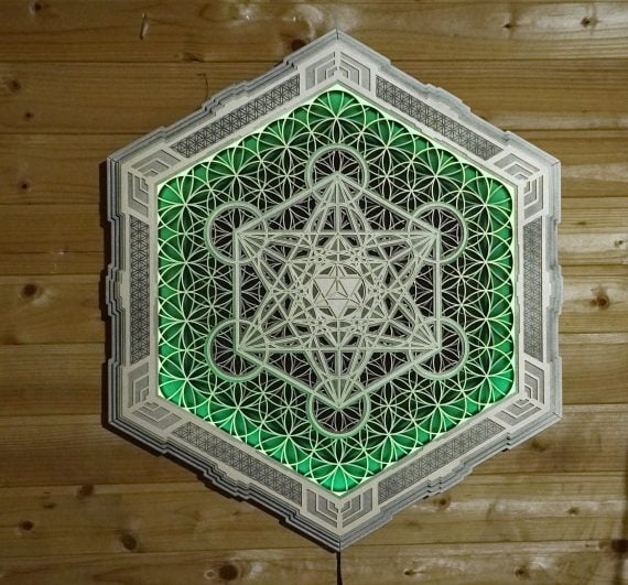 Wall Art Sacred Geometry Led Lamp "Merkaba". Led Mandala with Remote ...