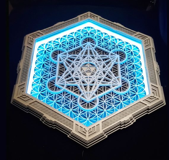 Wall Art Sacred Geometry Led Lamp "Merkaba". Led Mandala with Remote ...
