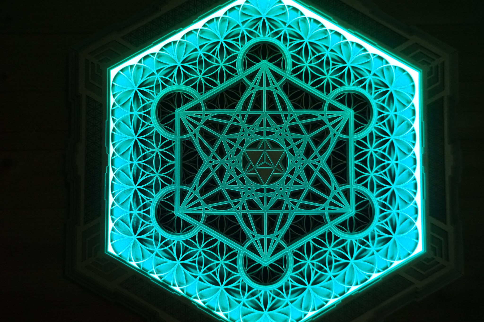Wall Art Sacred Geometry Led Lamp "Merkaba". Led Mandala with Remote ...
