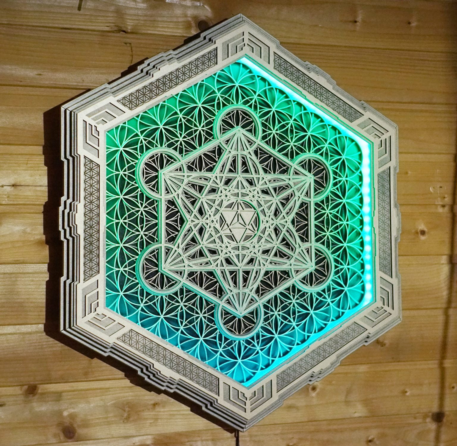 Wall Art Sacred Geometry Led Lamp "Merkaba". Led Mandala with Remote ...