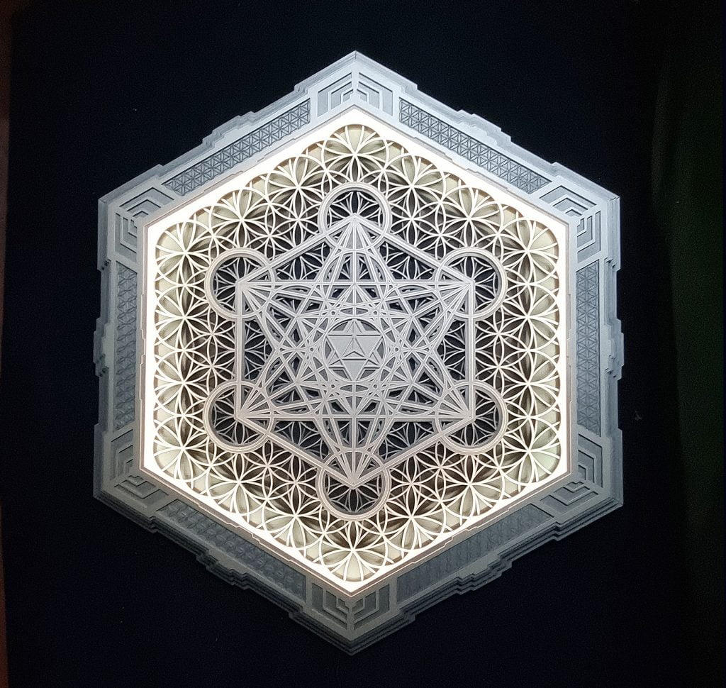 Wall Art Sacred Geometry Led Lamp "Merkaba". Led Mandala with Remote ...